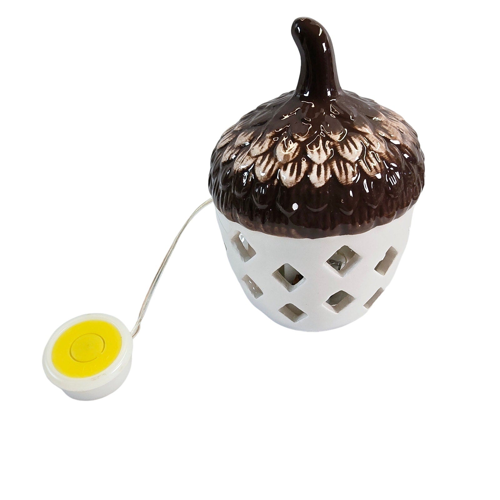White Ceramic Fall Acorn LED Light, Small Acorn Lamp, Fall Decor, Fall ...